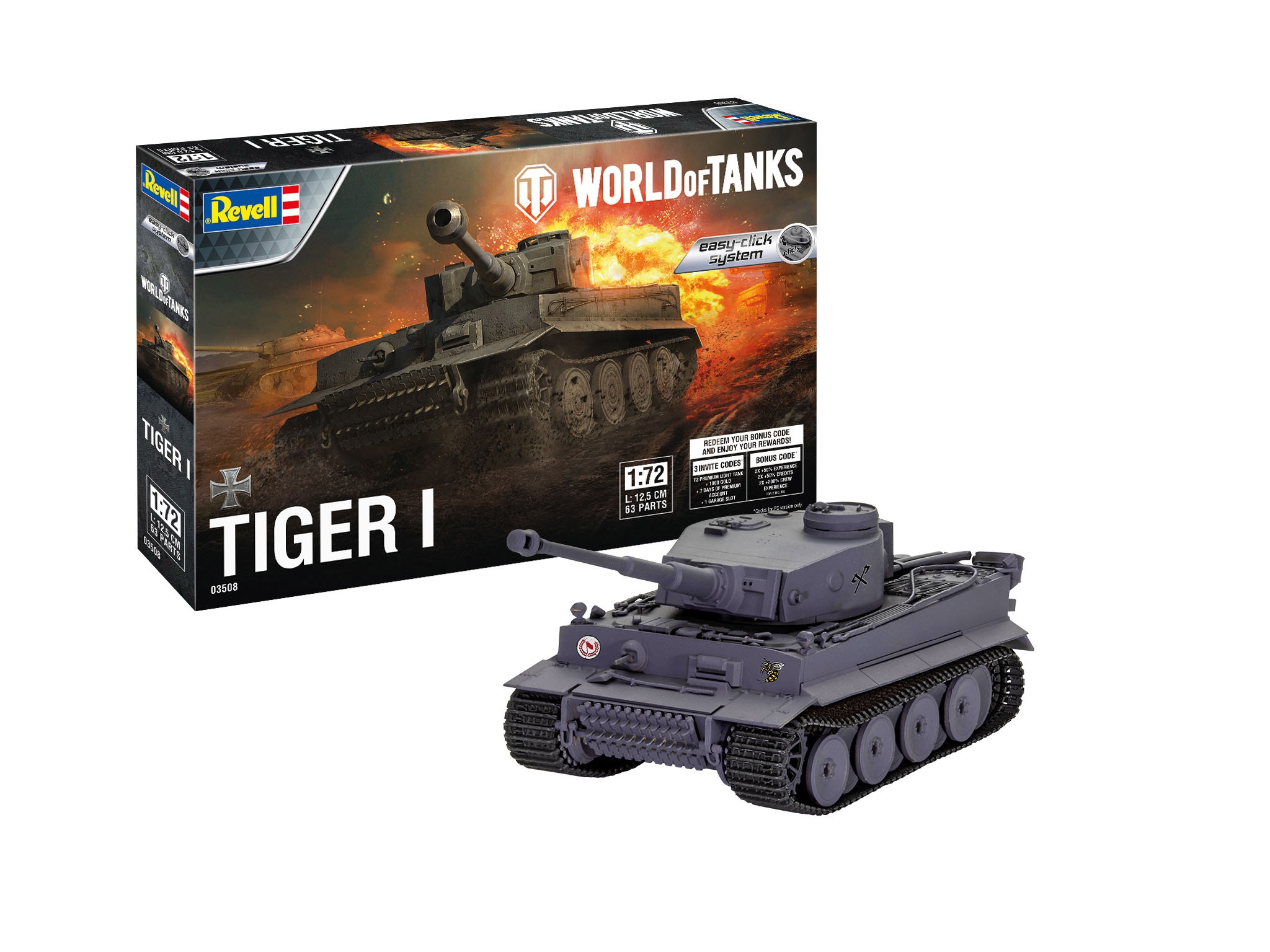 03508 Easy-click System World of Tanks Tiger I - 1:72 Modelbouwkit ...