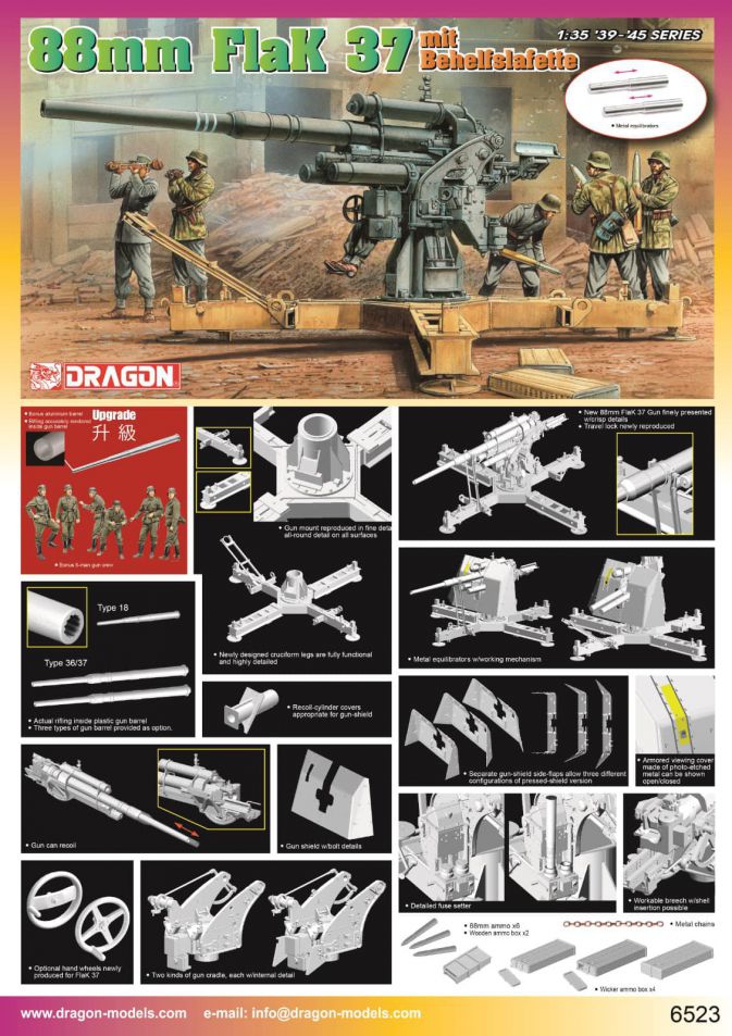 6523 Dragon 88mm FlaK 37 mit Behelfslafette - Dragon - 6523 - De Revell ...